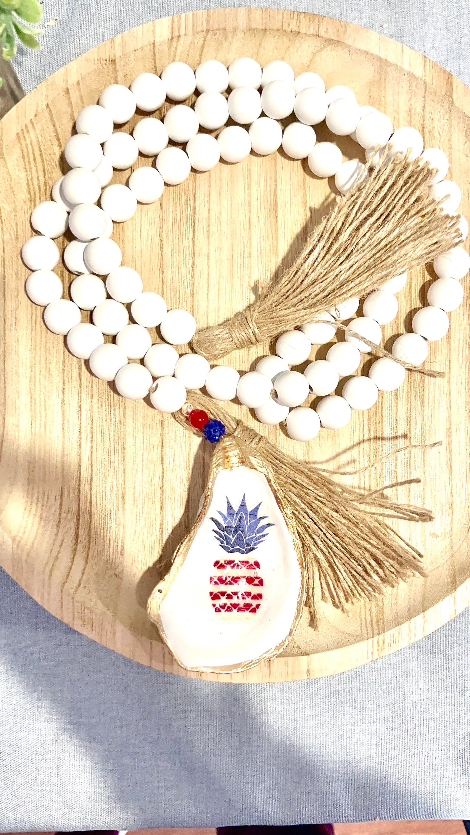 Patriotic Garland Blessing Beads for Mantel Decorating. Fourth of July ...