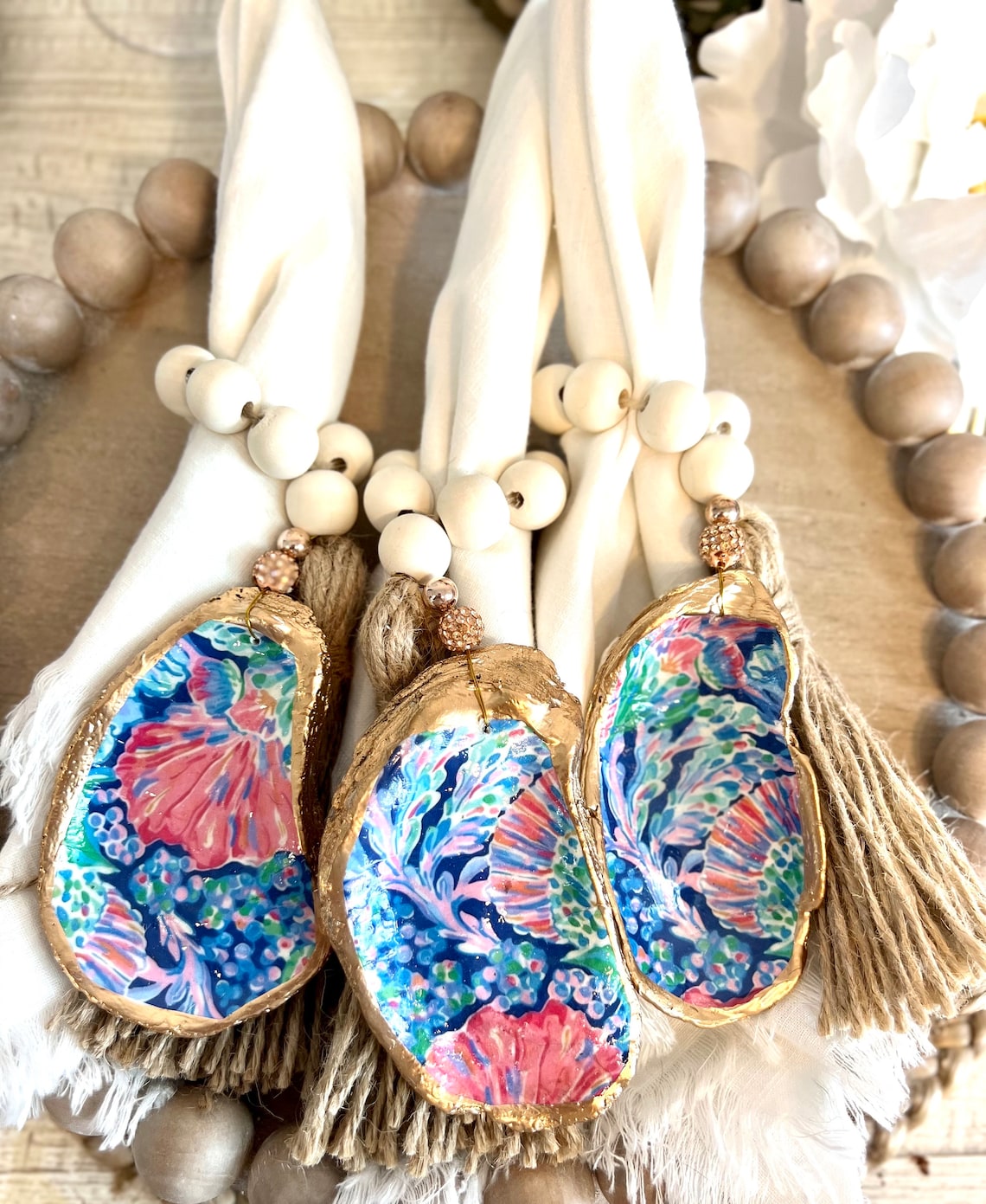 Palm Beach Event Favor and Decor Set Coastal Preppy Shell Dish & Place ...