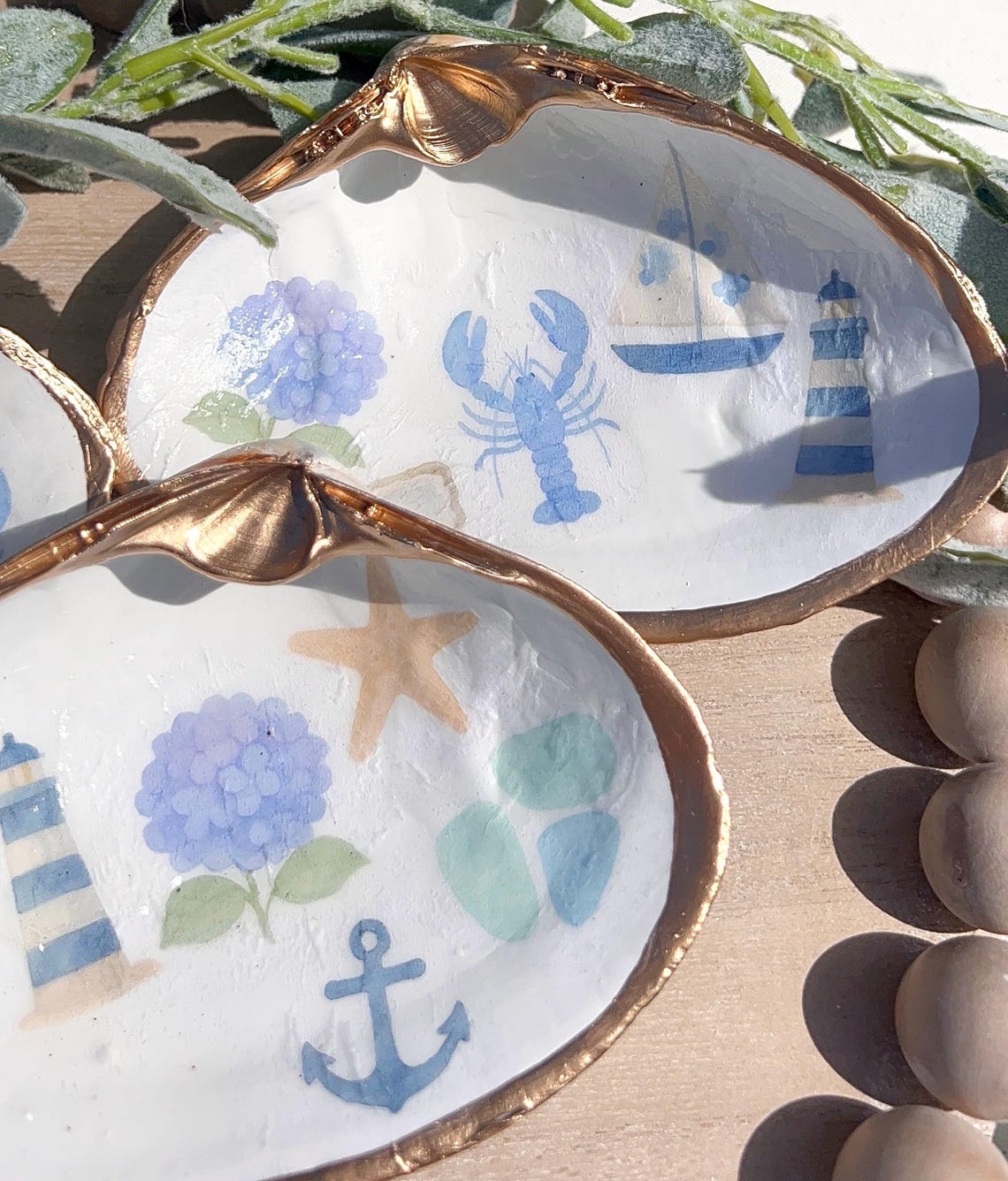 Coastal Coquette Shell Jewelry Dish - Decoupaged Shell Tray Coastal ...