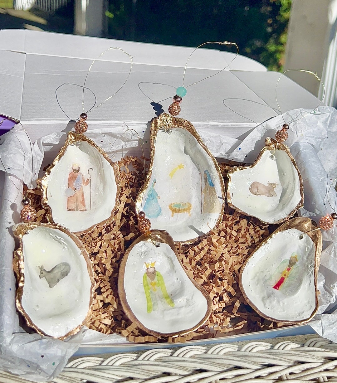 Watercolor Nativity Scene Ornament Gift Set. Nativity Scene Shell ...