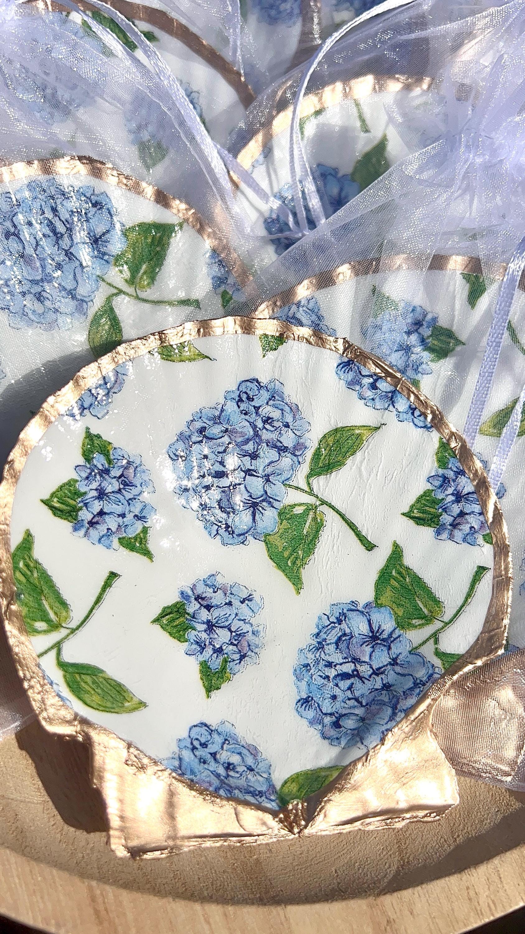 NANTUCKET SUMMER HYDRANGEA Ring Dish Beach Wedding Party Favor. Cape ...