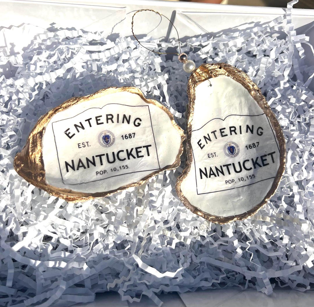 Nantucket Oyster Shell Christmas Ornament. Nantucket Ring Dish Cape Cod Gift Idea. Nantucket ...