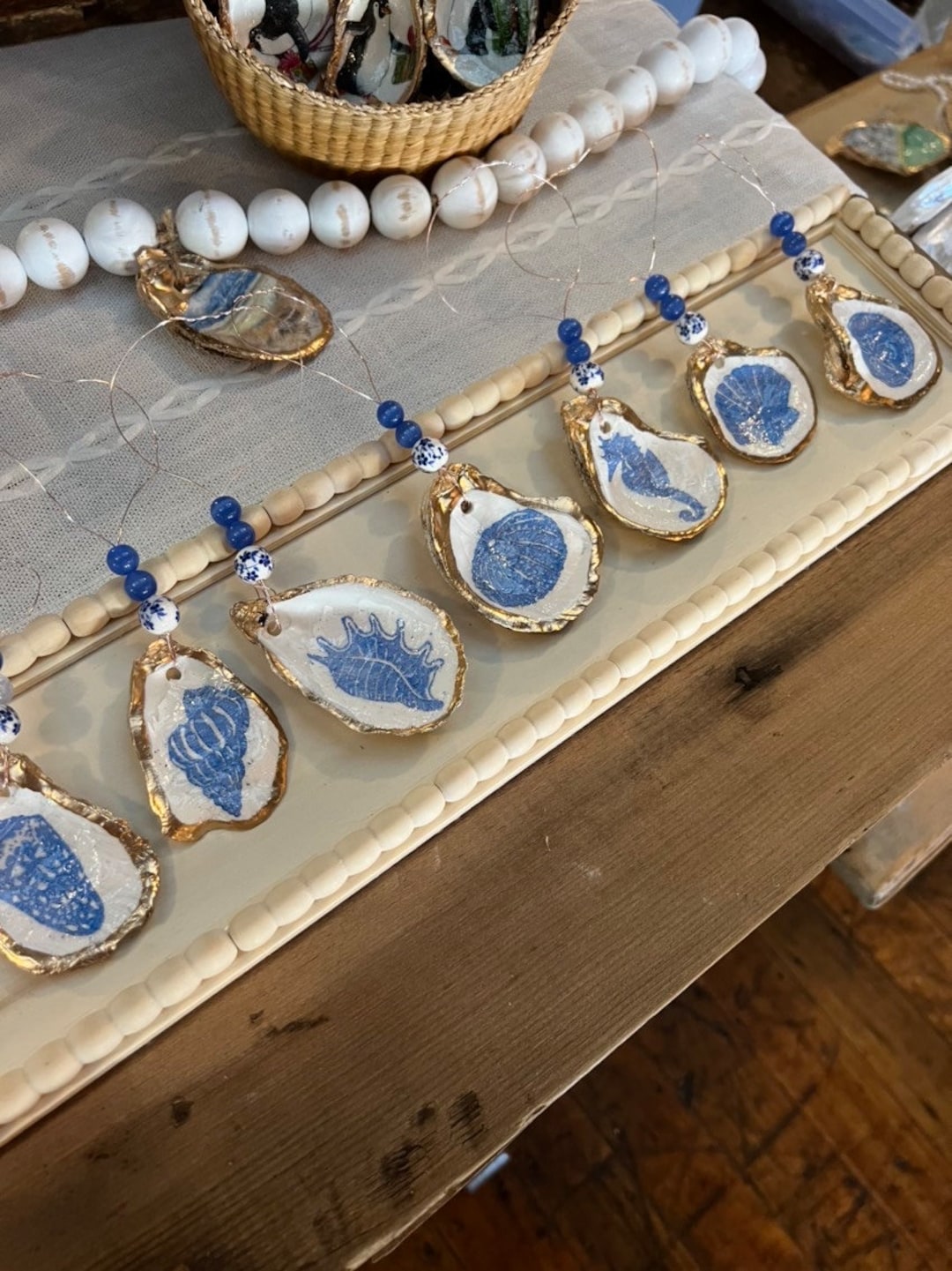 Blue and White Shell Ornament Set. Periwinkle Shell Ornament. Blue ...