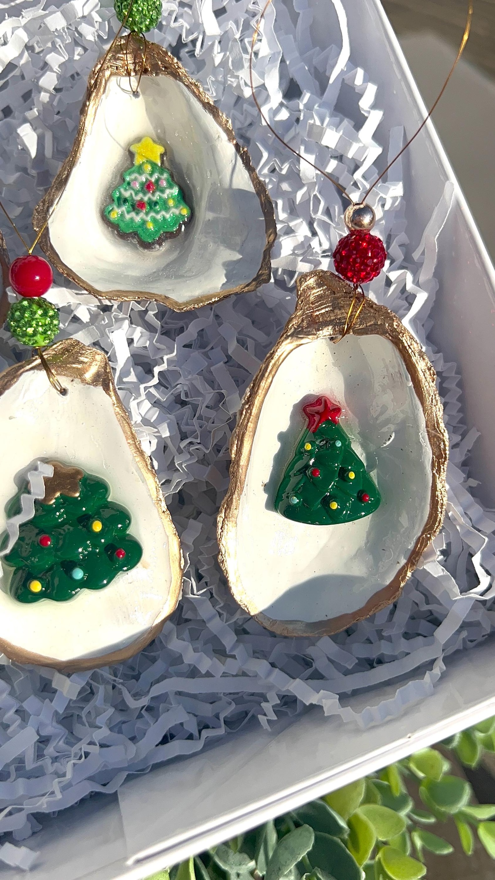 Coastal Christmas Tree Oyster Ornament. Oyster Shell Christmas Ornament ...