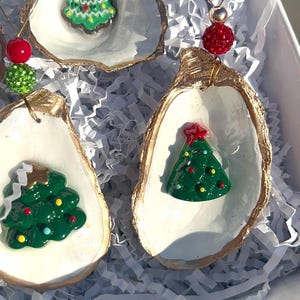 Coastal Christmas Tree Oyster Ornament. Oyster Shell Christmas Ornament ...