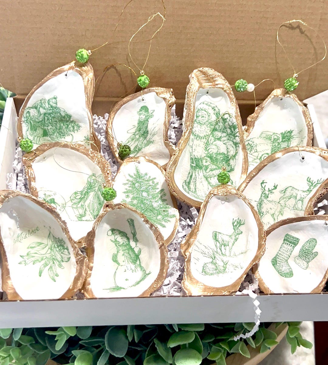 Green Toile Christmas Ornament. Victorian Style Christmas Decor ...