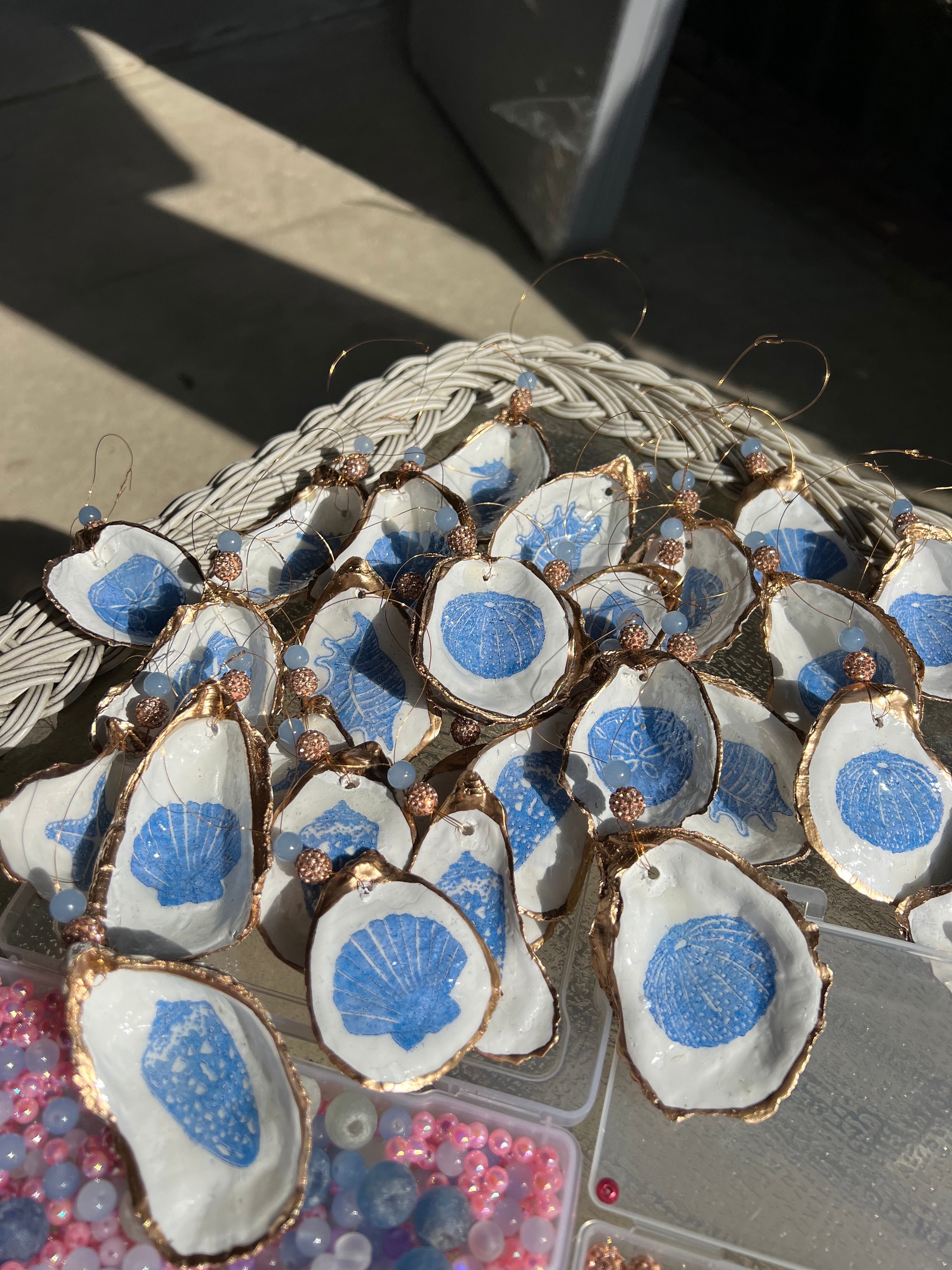 Blue and White Shell Ornament Set. Periwinkle Shell Ornament. Blue ...