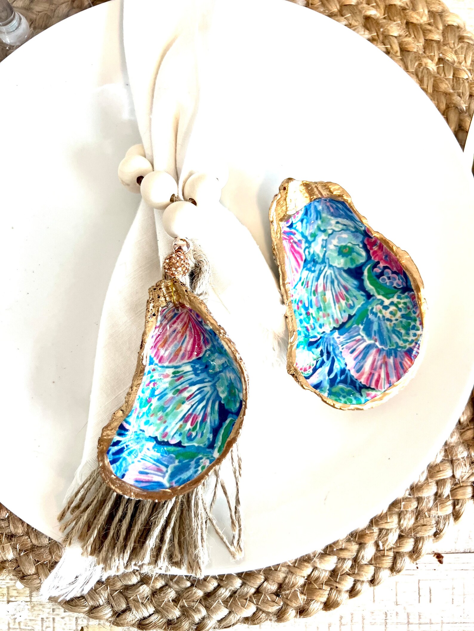 Palm Beach Event Favor and Decor Set Coastal Preppy Shell Dish & Place ...