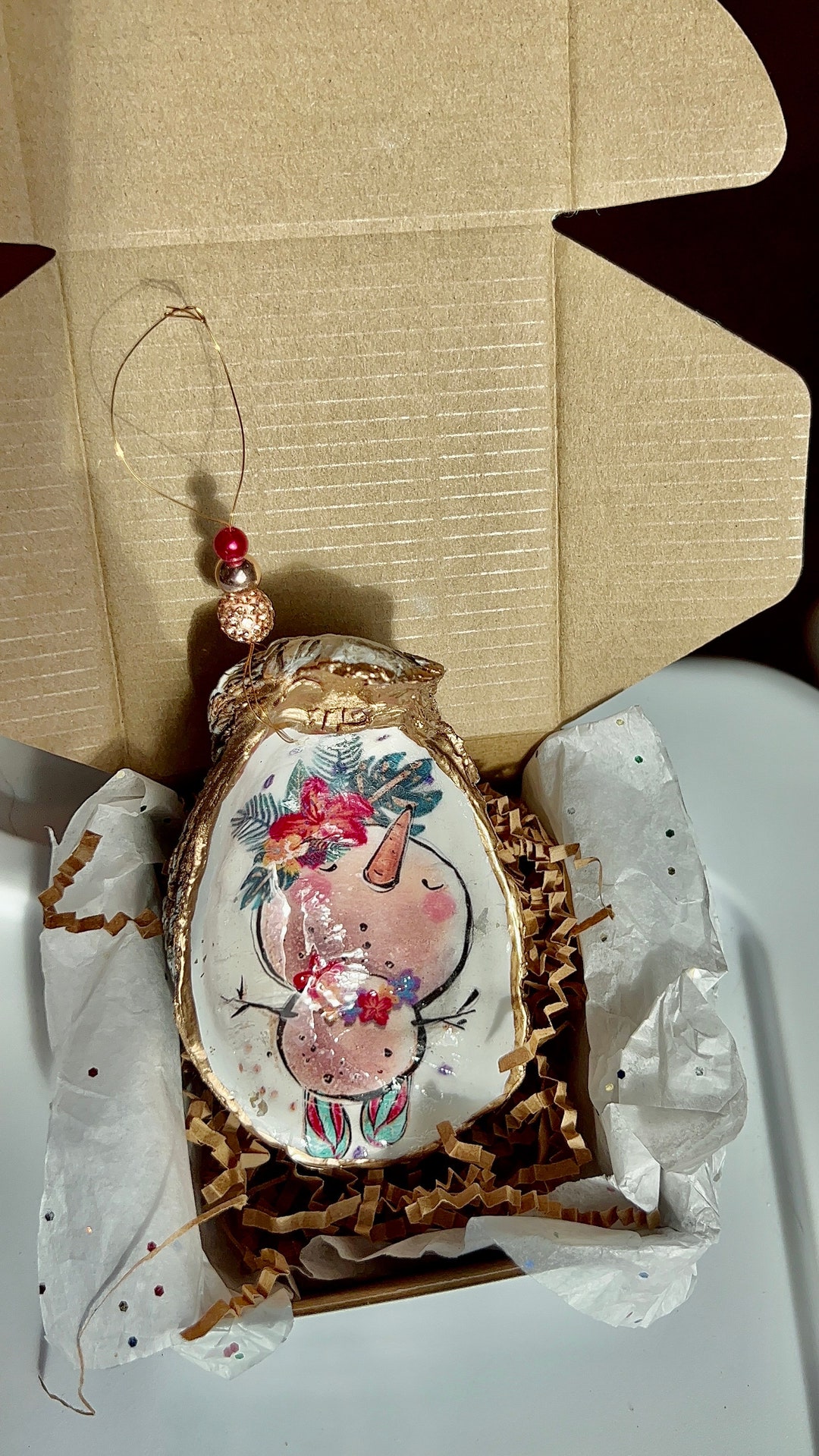 Beachy Tropical Snowman Ornament. Snowman Shell Christmas Ornament ...