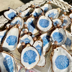 Blue and White Shell Ornament Set. Periwinkle Shell Ornament. Blue ...