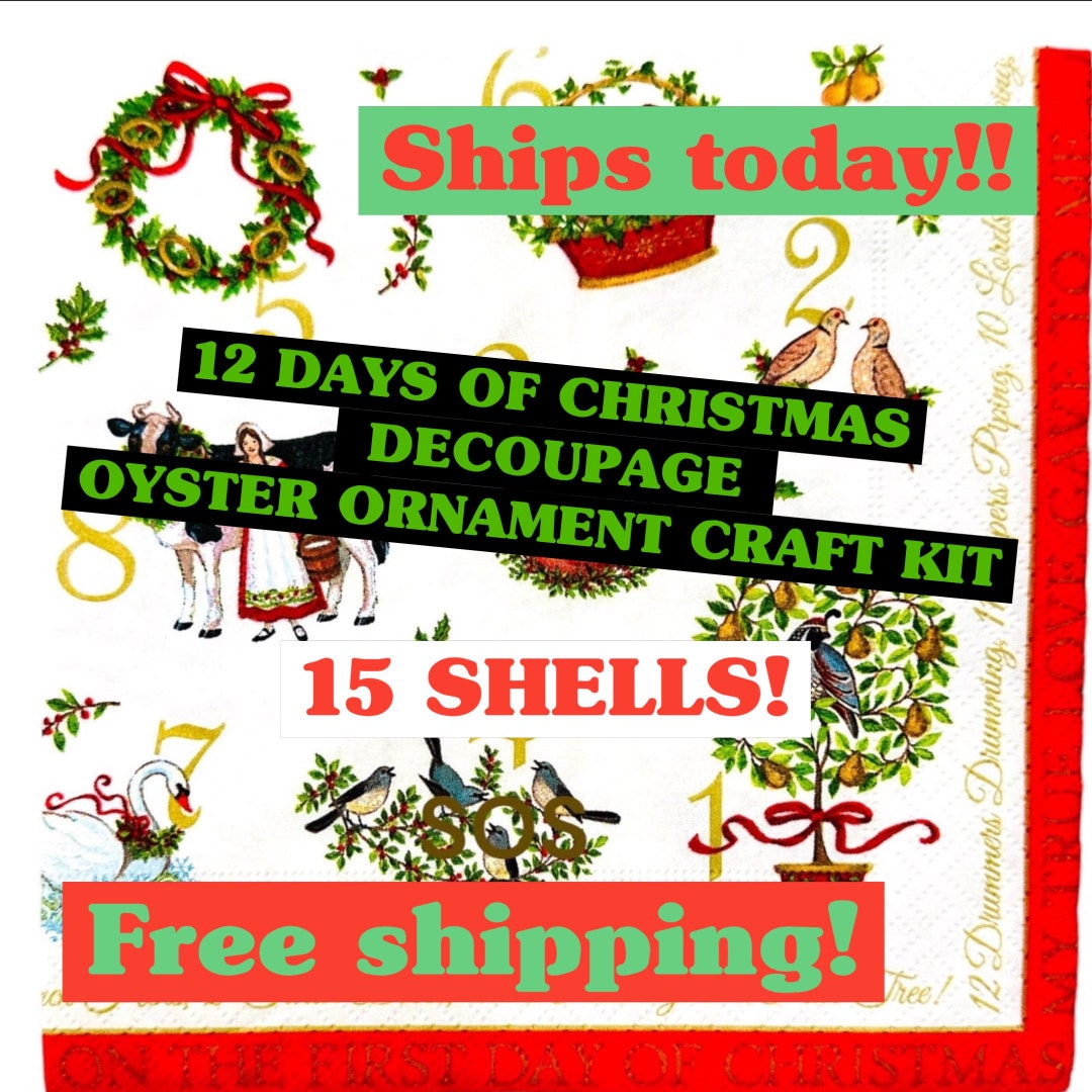 TWELVE DAYS of CHRISTMAS Shell Ornament Craft Kit|christmas Craft Kit ...