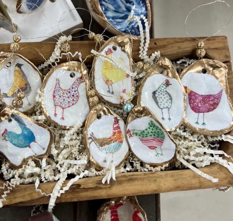 Chicken Ornament Set. Polka Dot Chicken Christmas Ornament. Chicken ...