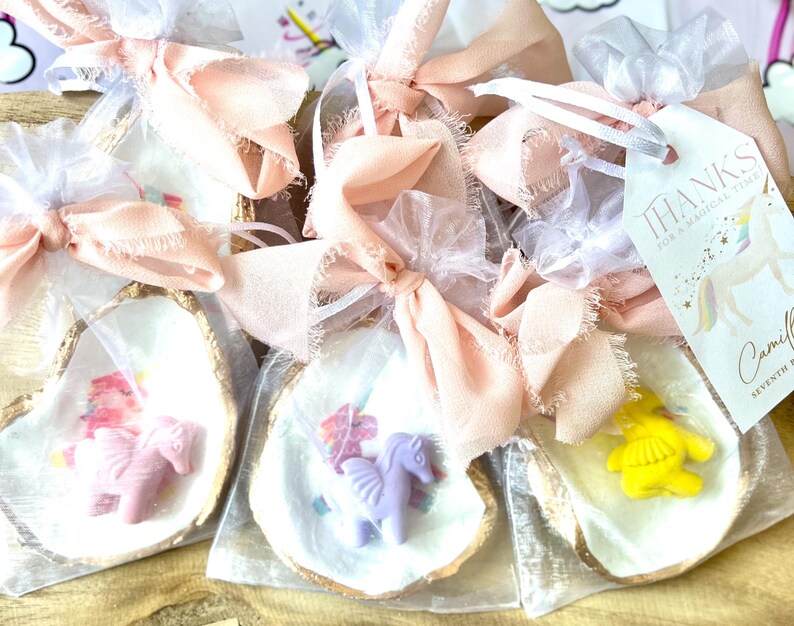 Unicorn Birthday Party Favor Shell Jewelry Dish. Decoupaged Shell Ring ...