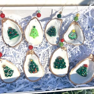 Coastal Christmas Tree Oyster Ornament. Oyster Shell Christmas Ornament ...