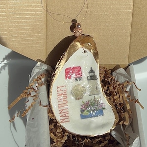 Nantucket Oyster Shell Ornament. Nantucket MA Christmas Ornament ...