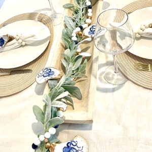 Christmas Beach Tree Shell Garland Navy and White Nautical Decor for ...