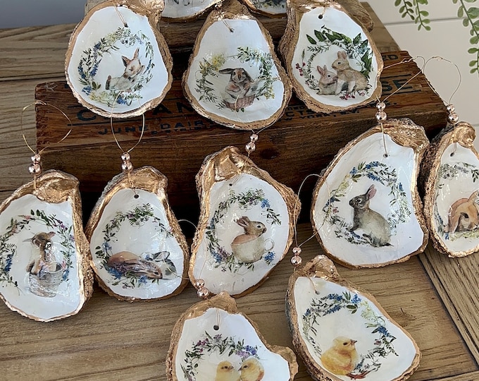 Easter Tree Oyster Shell Ornament Set. Oyster Shell Easter Ornaments ...