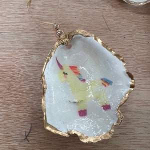 Unicorn Oyster Shell Ornament. Seashell Christmas Ornament. Unicorn ...