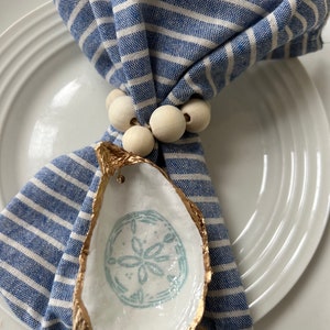 Shell Napkin Ring Set. Oyster Shell Napkin Ring. Beachy Napkin Ring Set ...