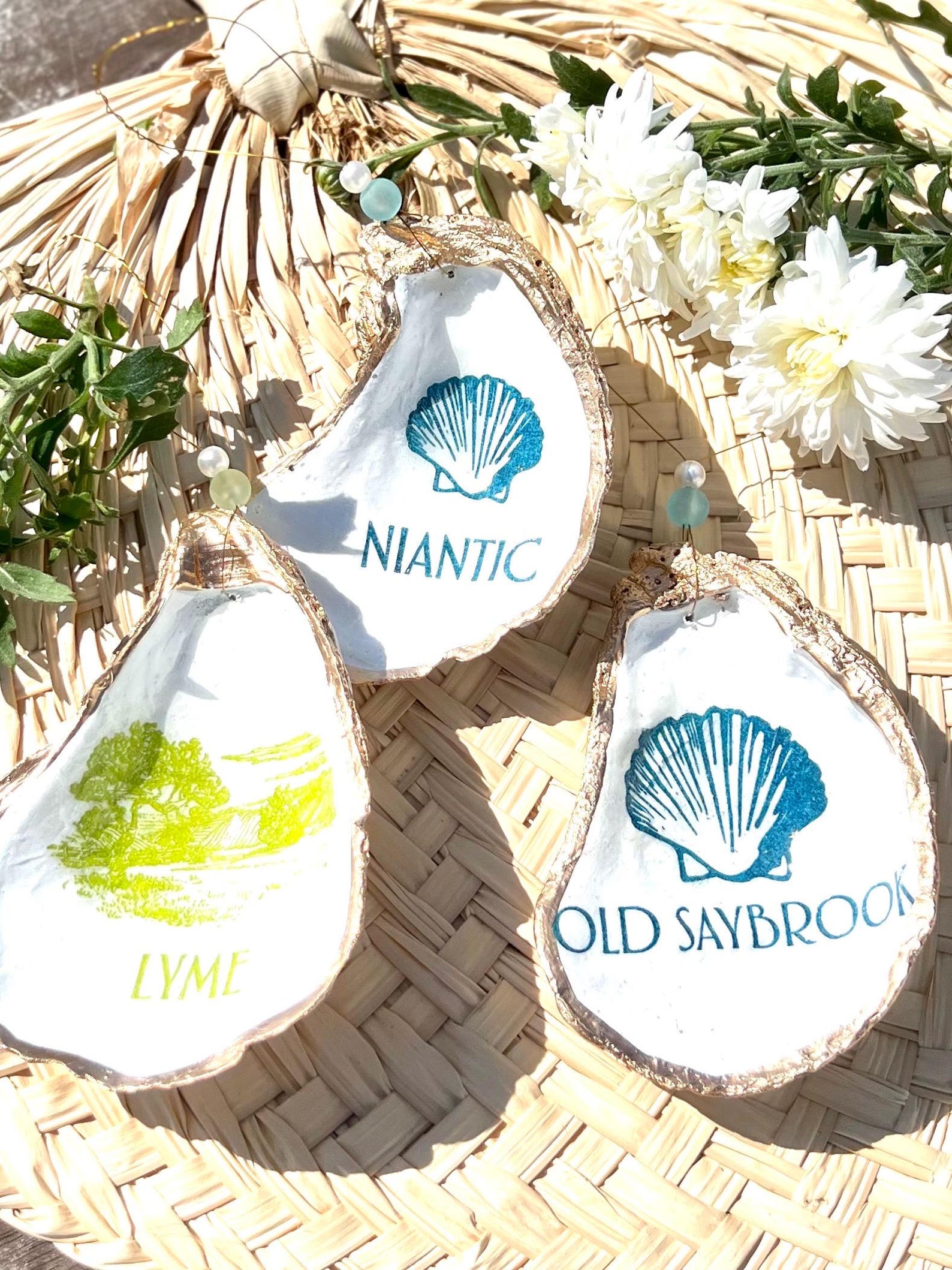 Connecticut Oyster Ornament & Shell Dish. Coastal CT Gift Idea. Niantic ...