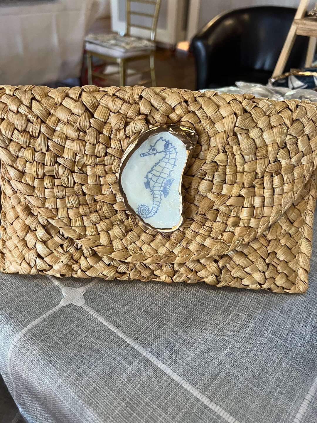 Straw Clutch Purse. Oyster Shell Clutch Purse. Destination Wedding ...