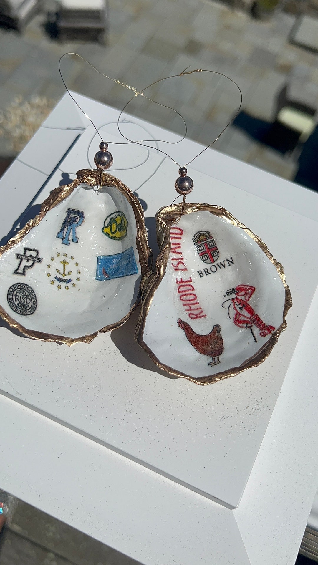 Rhode Island-themed Oyster Shell Ornament Set. Rhode Island Christmas ...