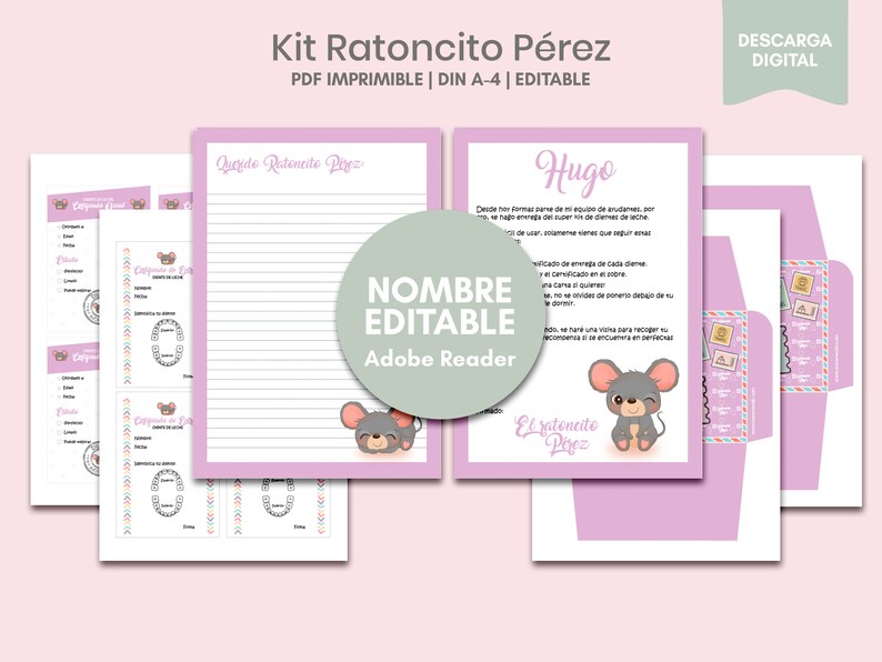 Kit El Ratoncito Pérez Imprimible Personalizable Certificados para ...