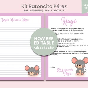 Kit El Ratoncito Pérez Imprimible Personalizable Certificados para ...