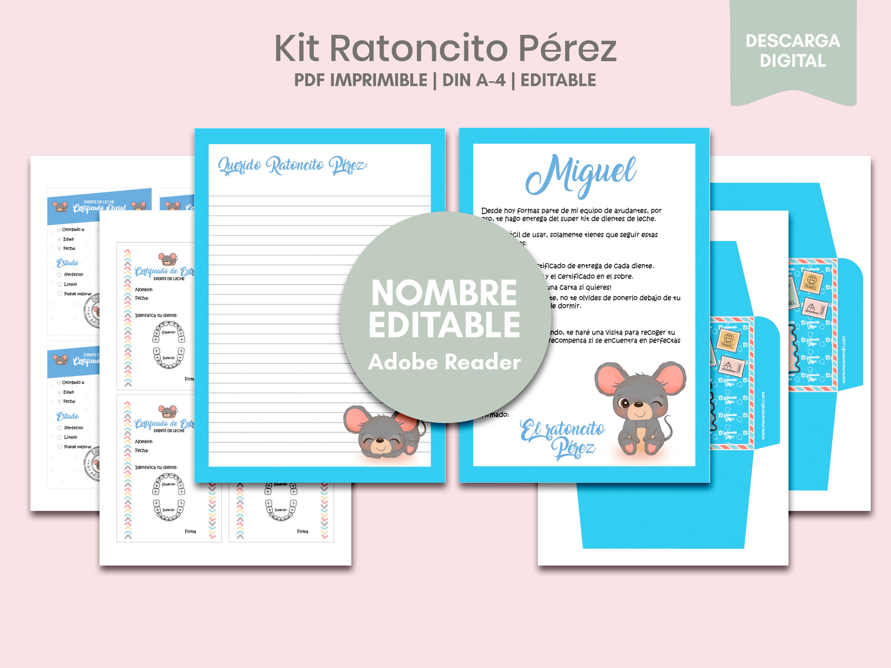 El Ratoncito Pérez Kit - Printable - Customizable - Certificates to ...