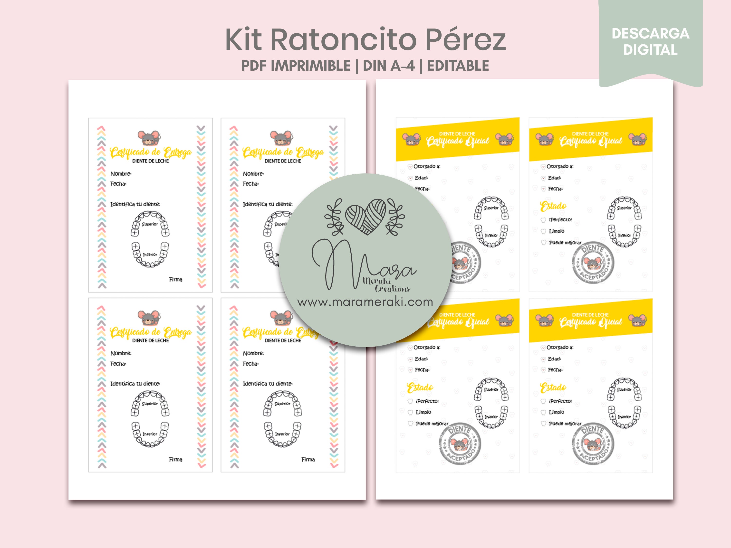 Kit El Ratoncito Pérez Imprimible Personalizable Certificados para ...