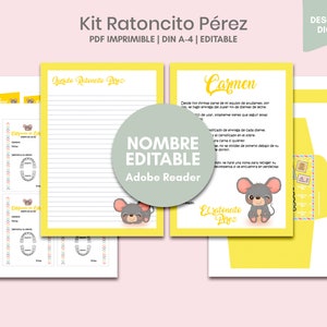 Kit El Ratoncito Pérez Imprimible Personalizable Certificados para ...