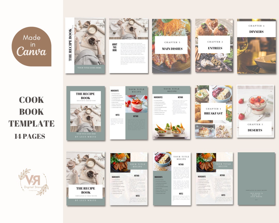 Editable Canva Cookbook Template: 14 Pages, A4/US Letter Size ...