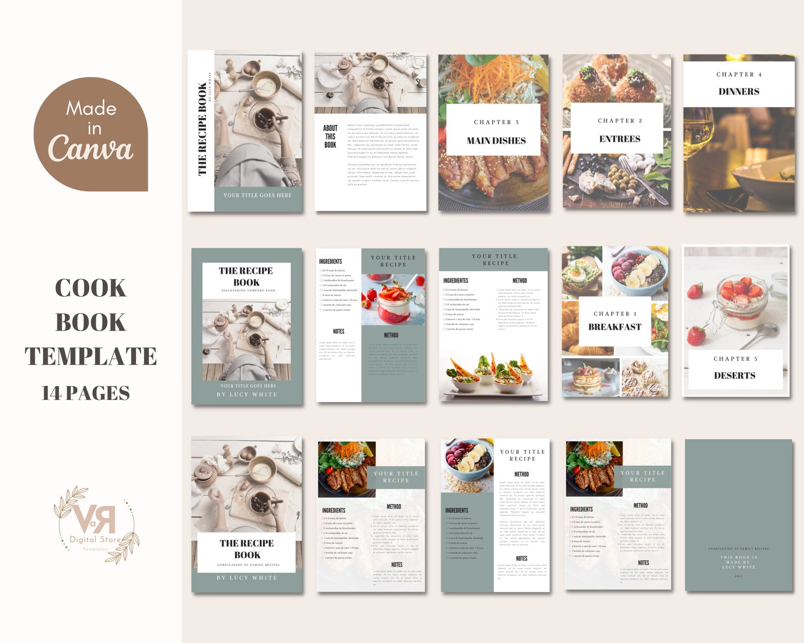 Editable Canva Cookbook Template: 14 Pages, A4/US Letter Size ...