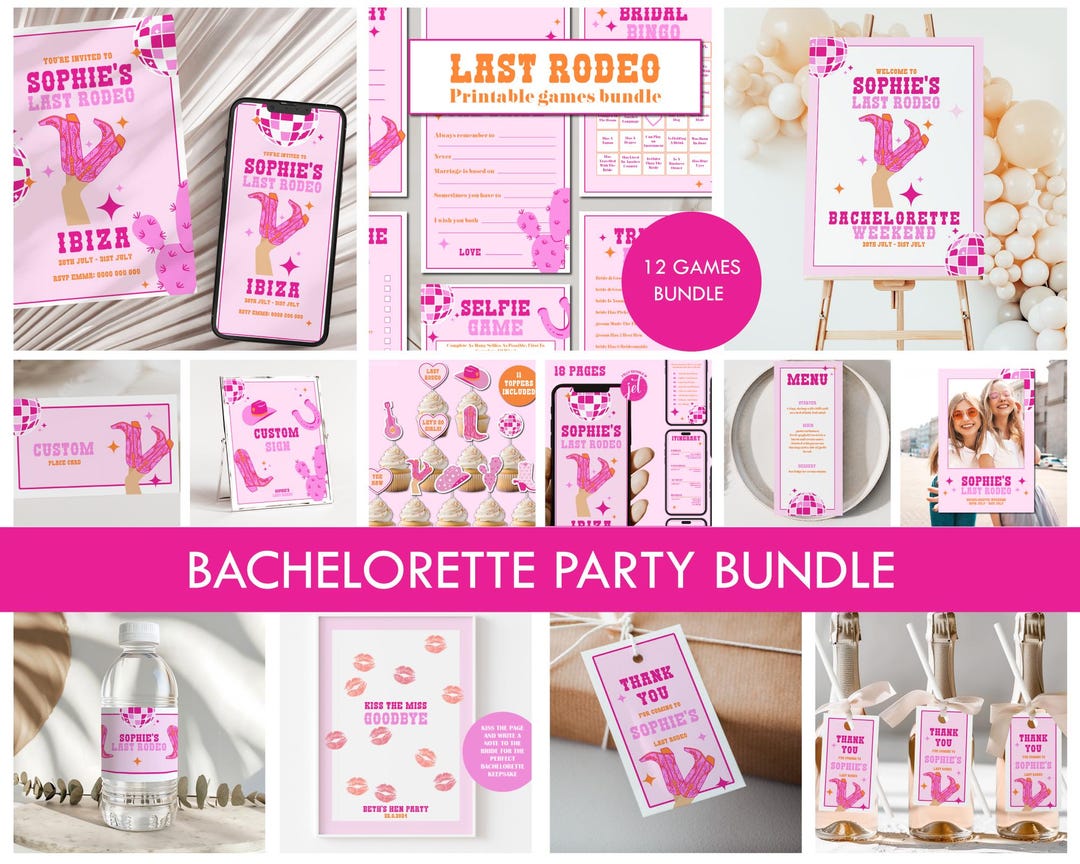 Last Rodeo Bachelorette Printable Bundle, Last Rodeo Hen Do, Cowgirl ...