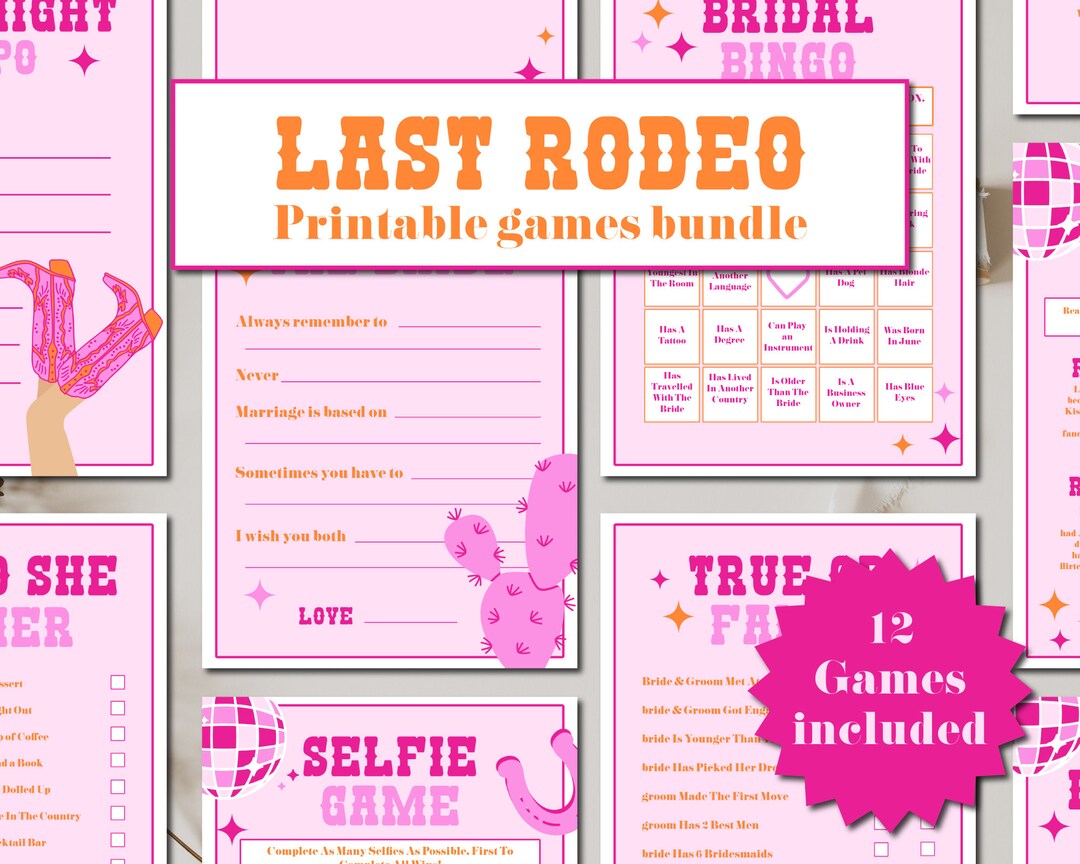 Last Rodeo Bachelorette Games Bundle, Last Rodeo Hen Do, Cowgirl Bridal ...