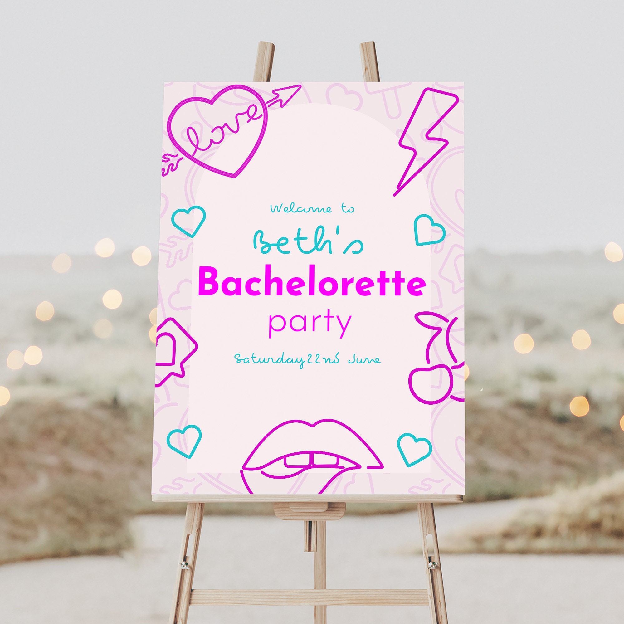 Editable Island Themed Party Bar/custom Sign, Pink Neon Sign, Island ...