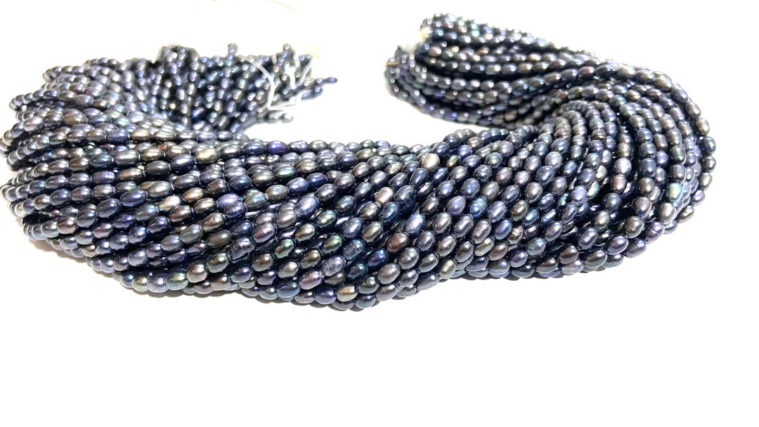 Natural Freshwater Pearl Oval Beads Black Pearl Beads Freshwater Pearl ...