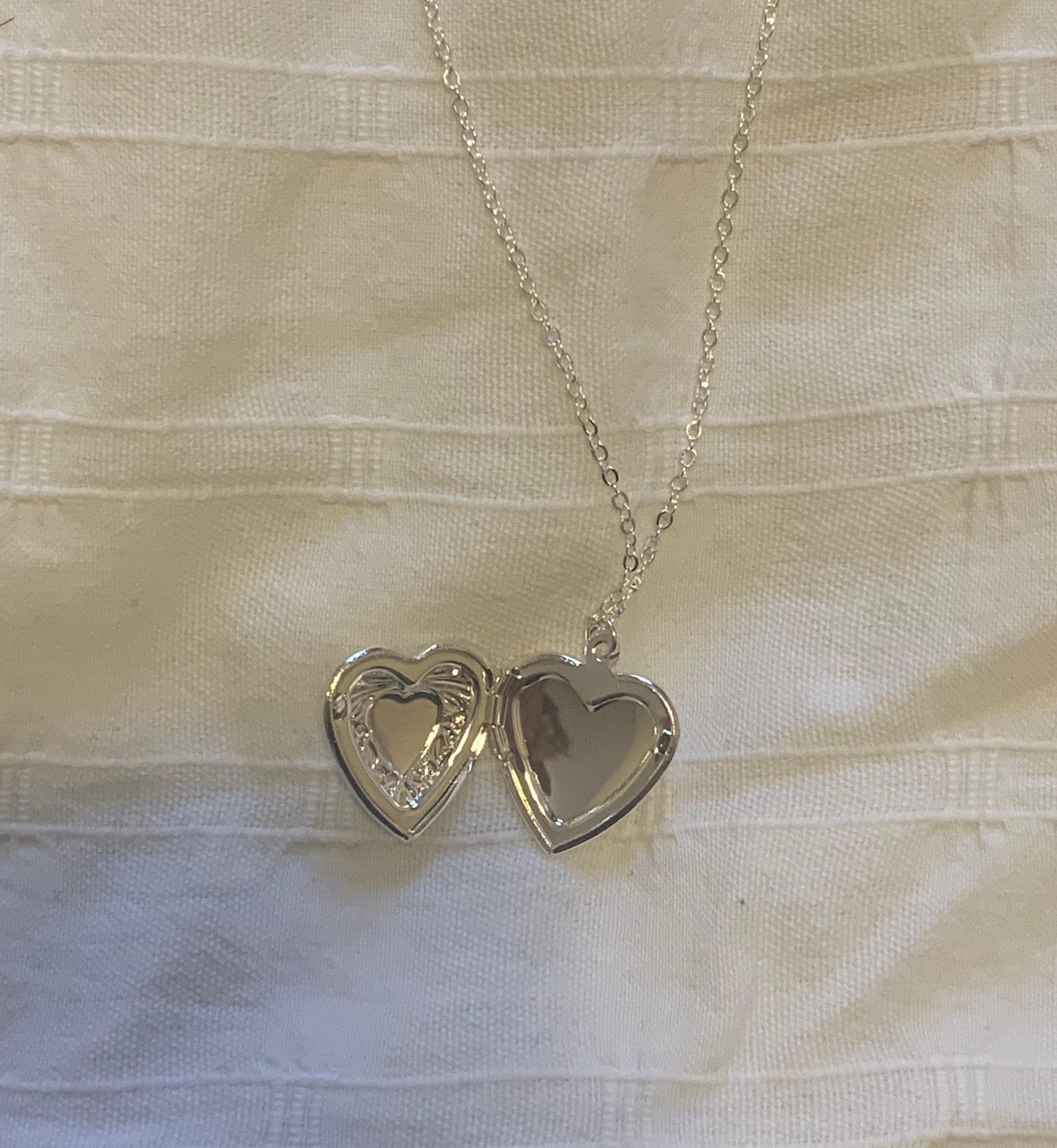 Silver Heart Locket Necklace - Etsy UK