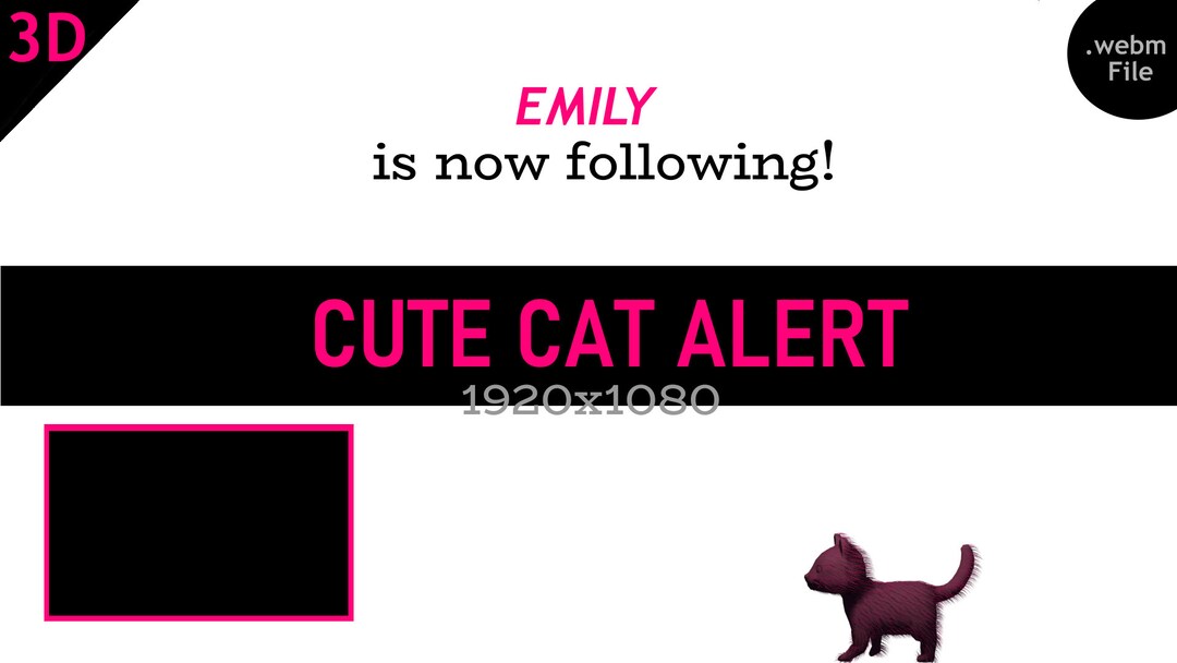 3D Cute Cat Twitch Stream Alert | Fullscreen WEBM | Animal Lover Follow ...
