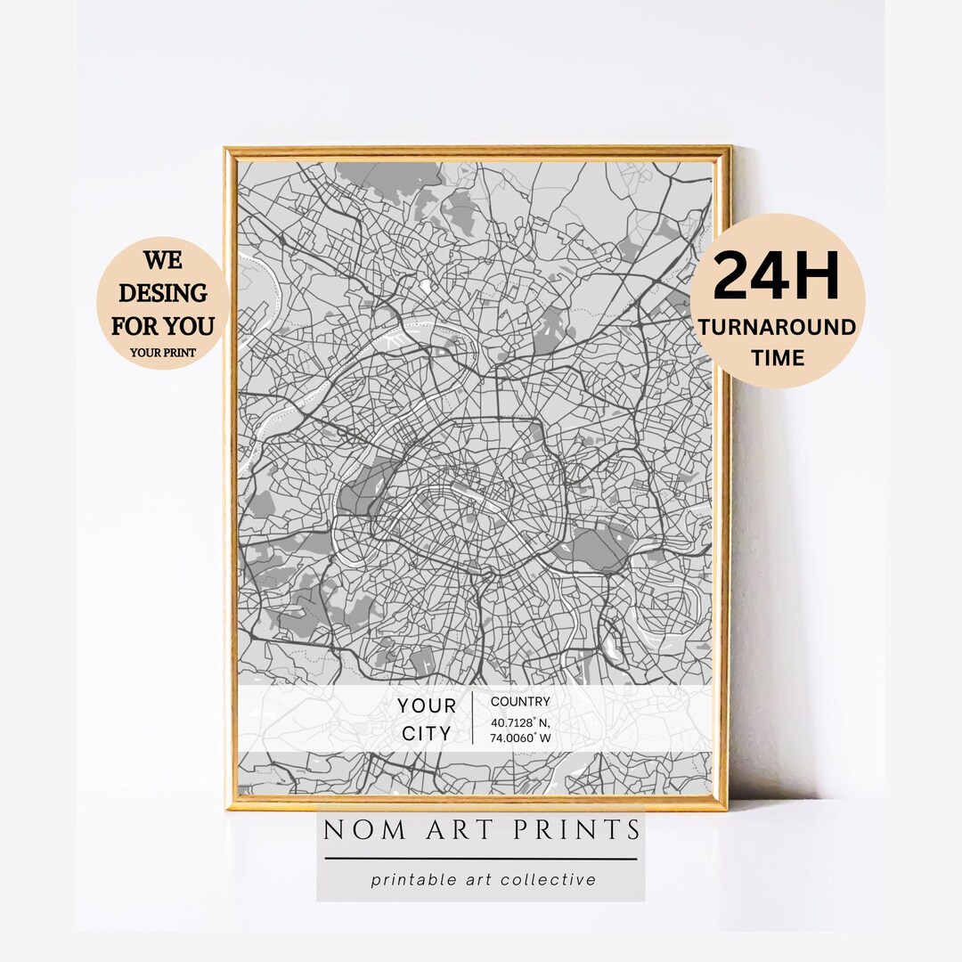 Custom City Map Print Your City Map Print Custom City Map Personalized ...