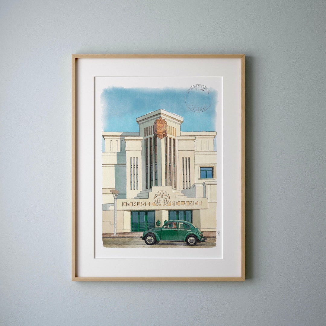 Watercolor Poster Biarritz Museum of the Sea / Illustration Biarritz ...