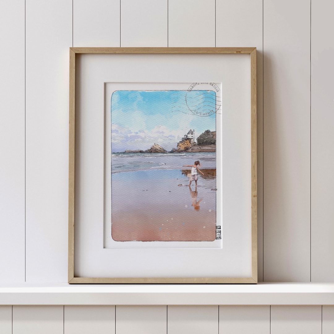 Watercolor Biarritz Villa Belza / Art Print / Beach Côte Des Basques ...
