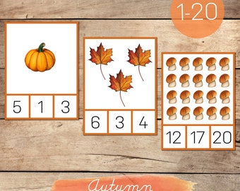 Fall Count and Clip Cards 1-20 Printable Activity Preschool - Etsy