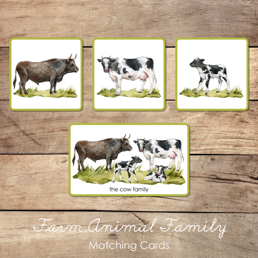 Farm Animal Family Matching Cards Montessori Printable - Etsy