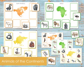 Continents Animals - Etsy