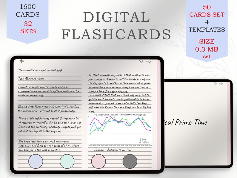 1600 Digital Flashcards, 32 Sets Study Cards for Student - With ...