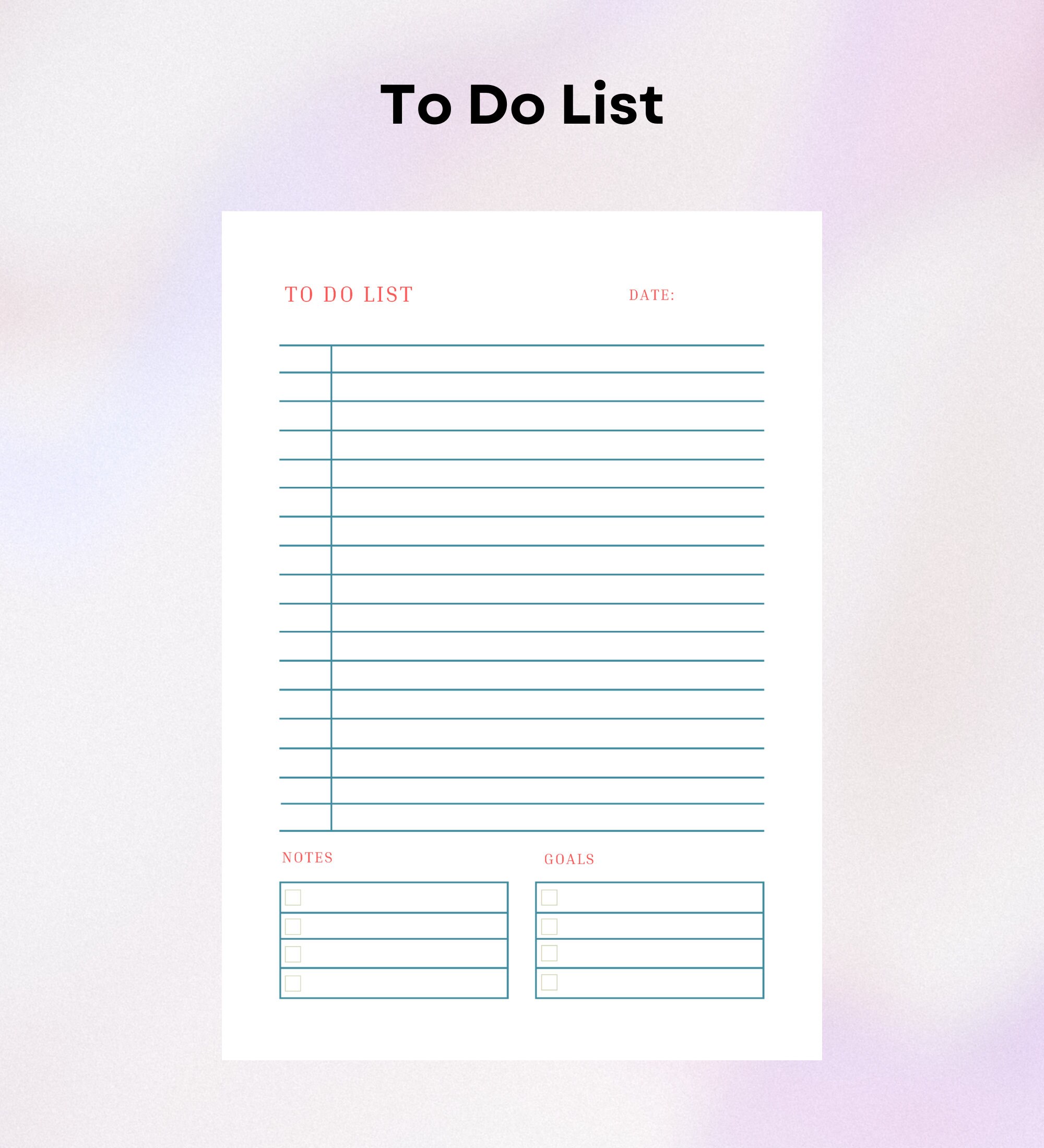 To Do List Printable PDF Colored to Do List PNG Planner - Etsy