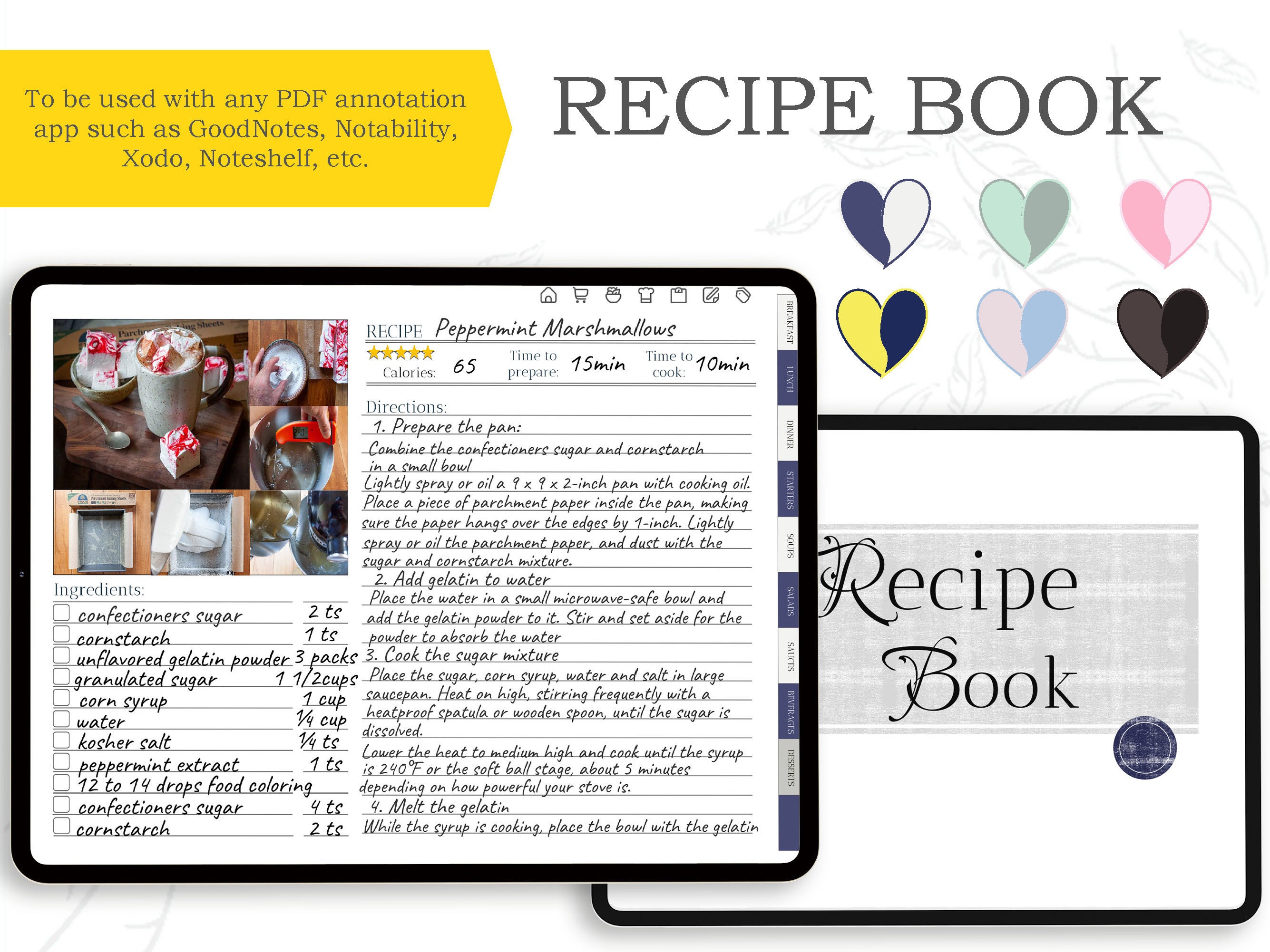 Digital Recipe Journal Horisontal Design for Ipad, Goodnotes Recipes ...