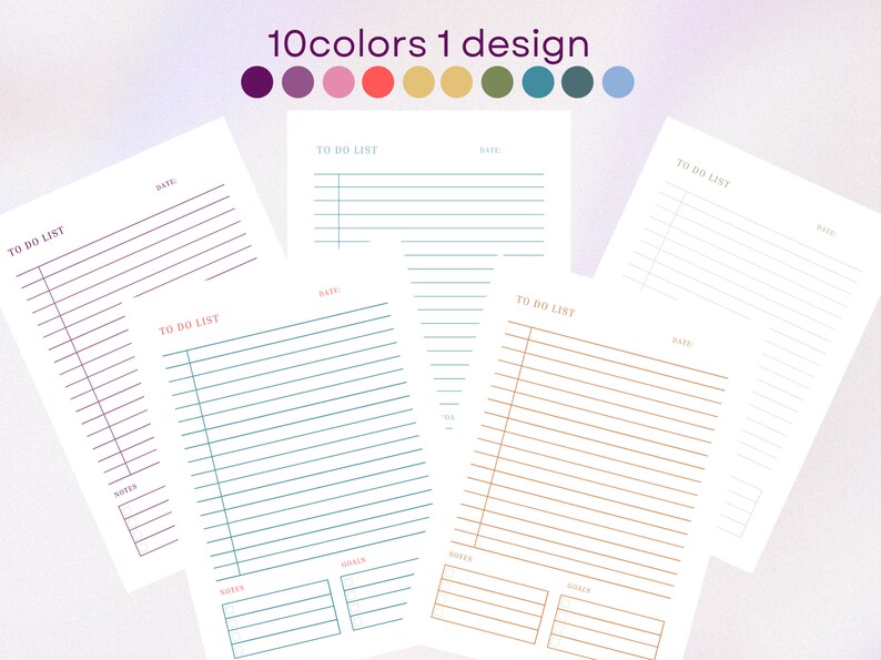 To Do List Printable PDF Colored to Do List PNG Planner Checklist Task ...