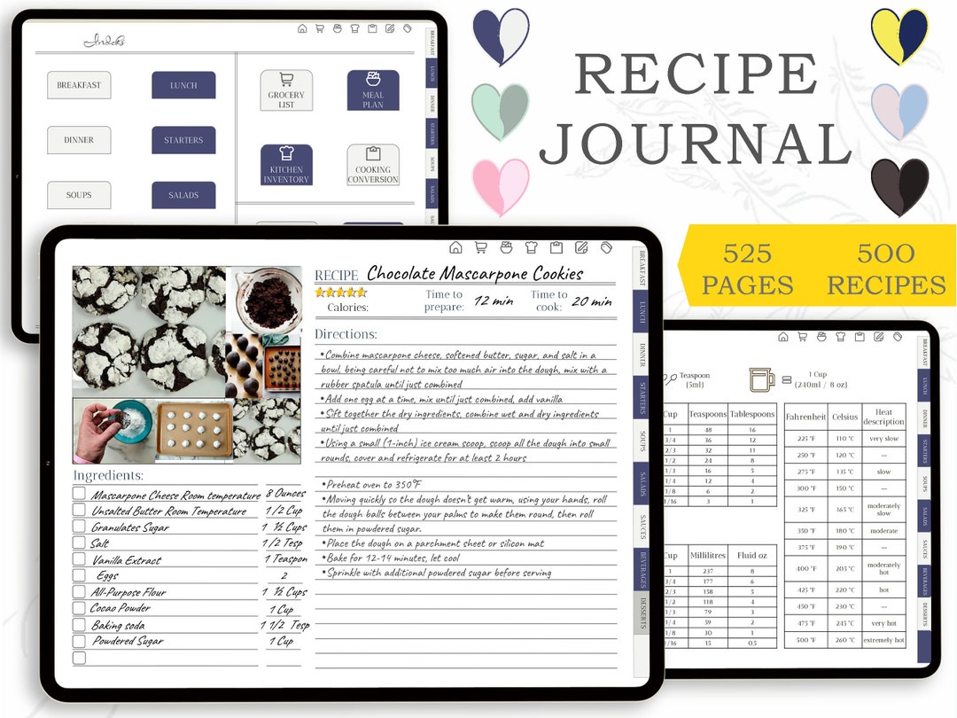 Digital Recipe Journal Horisontal Design for Ipad, Goodnotes Recipes ...